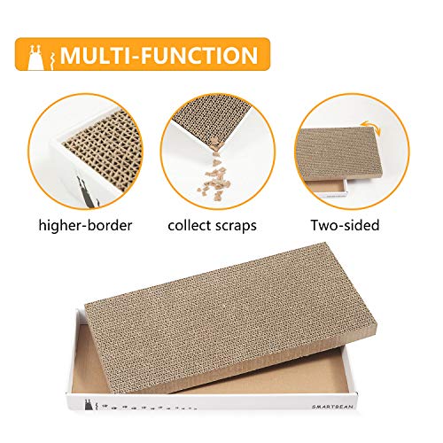 Cardboard Scratcher Pad Scratching post:Smartbean Cat Scratch Pad,Cat Scratching Post with Durable&High Density Cardboard, Indoor Toy for Cat, Double-sided Design For double life (16.5x7.9x1.2 inches)