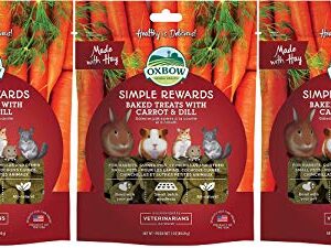 Oxbow 3 Pack of Carrot and Dill Simple Rewards Small Pet Treats, 3 Ounces Each, with Hay