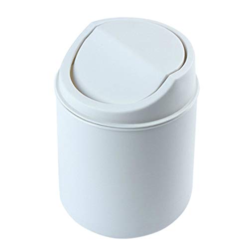 Creative Mini Small Waste Bin Desktop Garbage Basket Home Table Plastic Office Supplies Trash Can Dustbin White (2.4L)