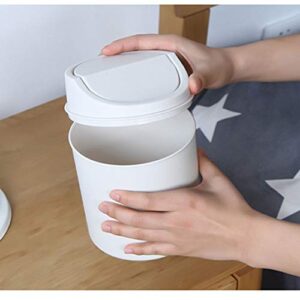 Creative Mini Small Waste Bin Desktop Garbage Basket Home Table Plastic Office Supplies Trash Can Dustbin White (2.4L)