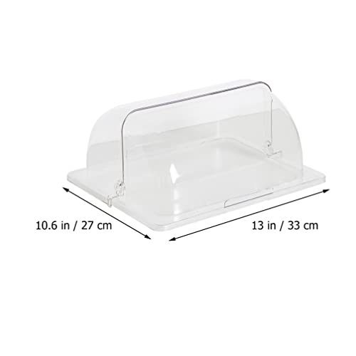 DOITOOL Chafing Dish Cover Roll Top Bakery Pan Display Cover Plastic Clear Dessert Display Cover, 13" x10.6" x6.1 (Only Cover)