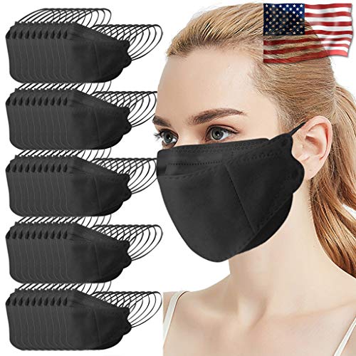 Cookinty 50Pcs Black White Pink Adults Disposable Face_Mask 4 Ply Adjustable Breathable Funny Holiday Face_Mask