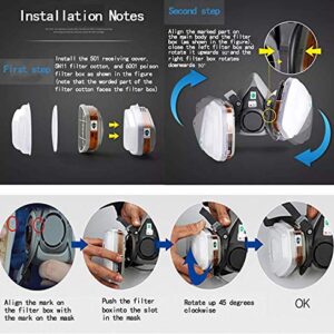 Reusable Face Cover Set for Painting Against Dust/Organic Vapors/Smells/Fumes/Sawdust/Asbestos Suitable for Painting,Staining,Car Spraying,Sanding and Cutting,Large