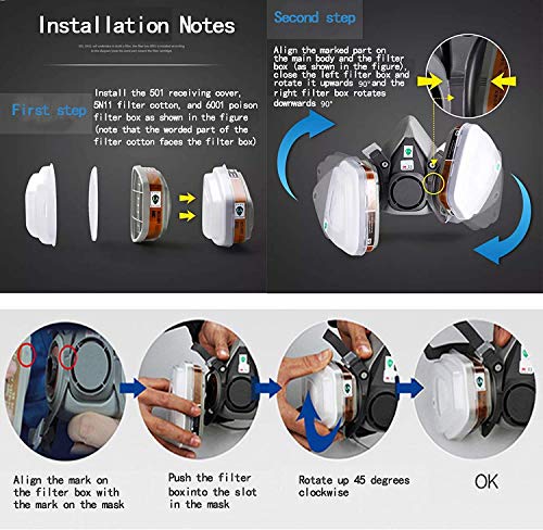 Reusable Face Cover Set for Painting Against Dust/Organic Vapors/Smells/Fumes/Sawdust/Asbestos Suitable for Painting,Staining,Car Spraying,Sanding and Cutting,Large