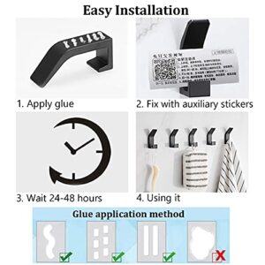 WANYD Small Towel Hooks for Bathrooms 6 Pack, Glue on not Screw, Black Modern Coat Hooks Adhesive Wall Hooks, Waterproof Bath Robe Hook for Hanging Clothes, Hat, Key