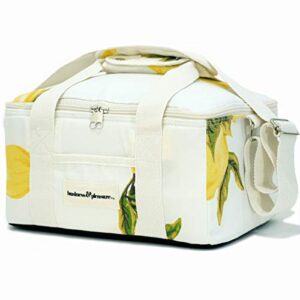 Business & Pleasure Co. Holiday Cooler Bag - Cute Vintage Lunch Bag - Perfect for Beach Days & Picnics - Keeps Food Fresh & Drinks Cold - Insulated Leakproof Lining, 13L - Vintage Lemons