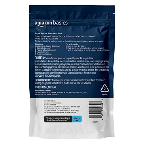 Amazon Basics Septic Treatment Pouch, 3-Pacs, 3 Month Supply 1.9 oz