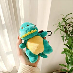 Yatchen Fur Case for AirPods 1&2, Unique Cute 3D Cartoon Fluffy Plush Dinosaur Design Funny for AirPods Cover Case with Keychain Protective Case for AirPods 1&2 Dinosaur Green