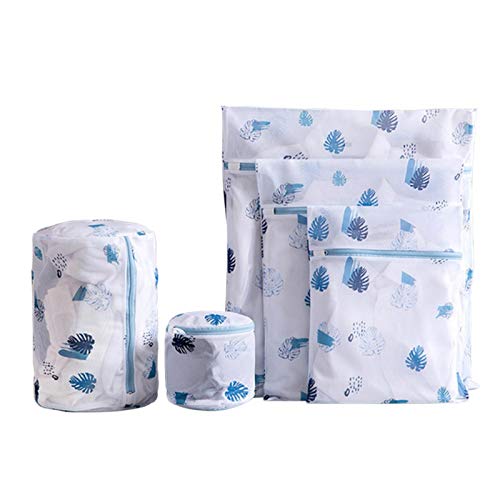 Just E Joy 5pcs/Set Portable Mesh Laundry Bag, Cute Prints Reusable Travel Storage Organizer for Bathroom Washing Machine Underwear Socks