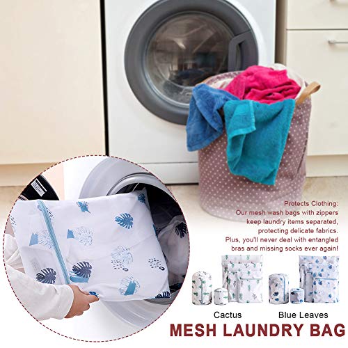 Just E Joy 5pcs/Set Portable Mesh Laundry Bag, Cute Prints Reusable Travel Storage Organizer for Bathroom Washing Machine Underwear Socks