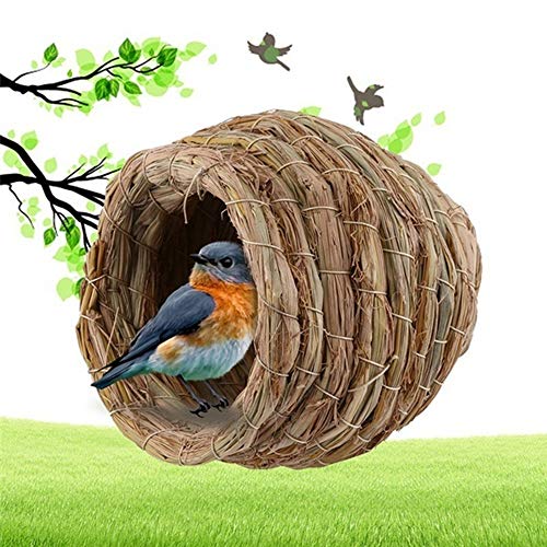 SUODAO Bird Nest,Parrot Handmade Cages Accessories Parrot Pet Bedroom Bird House Straw Nest Straw Cage Breeding Cave