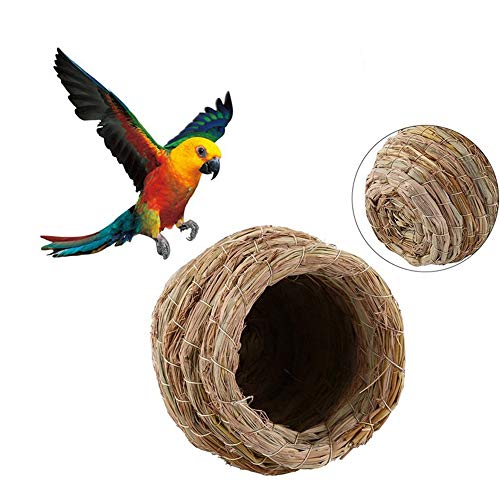 SUODAO Bird Nest,Parrot Handmade Cages Accessories Parrot Pet Bedroom Bird House Straw Nest Straw Cage Breeding Cave