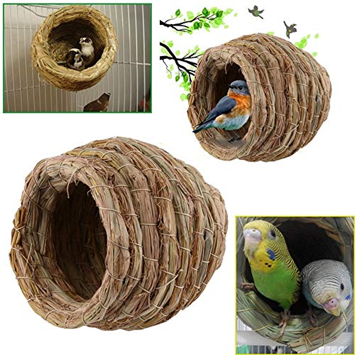 SUODAO Bird Nest,Parrot Handmade Cages Accessories Parrot Pet Bedroom Bird House Straw Nest Straw Cage Breeding Cave