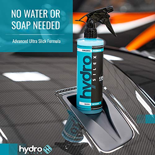 HydroSilex Ceramic Waterless Wash (16oz) | Waterless Car Wash Spray For Car Detailing | No Hose or Soap Needed | Ultra Slick Lubricating Formula | Anti Scratch Quick Detailer | Rinseless Wash