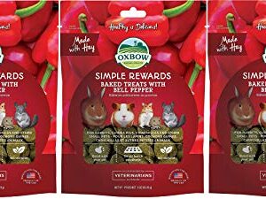 Oxbow 3 Pack of Bell Pepper Simple Rewards Small Pet Treats, 3 Ounces Each, with Hay