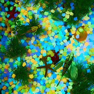 BBTO Glow in The Dark Aquarium Stones Glowing Pebbles Gravel Glowing Rocks for Indoor and Outdoor Garden, Driveways, Fish Turtle Tank Decor, 1.4 cm (450 Pieces)