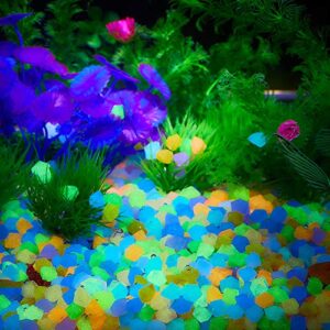 BBTO Glow in The Dark Aquarium Stones Glowing Pebbles Gravel Glowing Rocks for Indoor and Outdoor Garden, Driveways, Fish Turtle Tank Decor, 1.4 cm (450 Pieces)