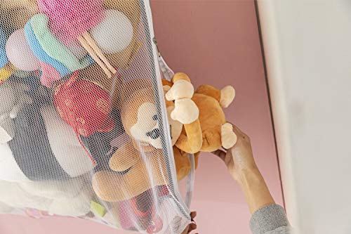 ALYER Ultra Large Door Hanging Mesh Laundry Hamper Basket,Collapsible Stuffed Animal Storage Bag Organizer (White)