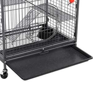 Yaheetech 37 inch Metal Cat Kitten Cage Small Animals Hutch w/ 2 Front Doors/Feeder/Wheels Indoor Outdoor,Black