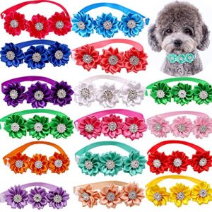 masue pets 15pcs/pack dog bow tie dog flower collar diamond dog accessories pet flower bows small dogs cat puppy bowtie collar dogs bowties pet supplies