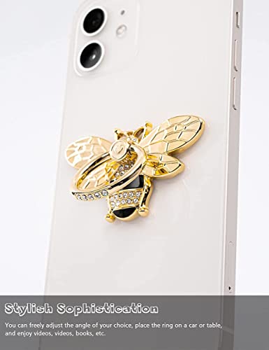 Phone Ring Holder with Crystal, Allengel Bee Phone Ring Grip Finger Kickstand, Gold Black