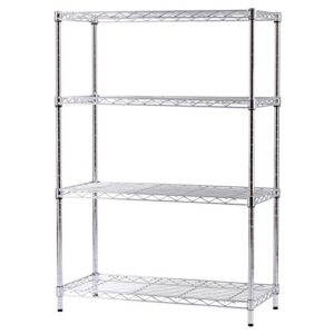 heavy duty storage shelf 4 tier adjustable storage shelf shelving unit-steel with polish chrome (220 lbs loading capacity per shelf) free standing rack organization for laundry bathroom kitchen.