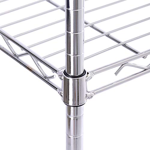 Heavy Duty Storage Shelf 4 Tier Adjustable Storage Shelf Shelving Unit-Steel with Polish Chrome (220 lbs Loading Capacity per Shelf) Free Standing Rack Organization for Laundry Bathroom Kitchen.