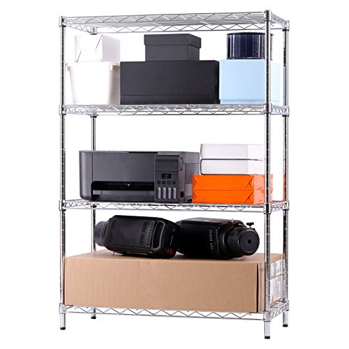 Heavy Duty Storage Shelf 4 Tier Adjustable Storage Shelf Shelving Unit-Steel with Polish Chrome (220 lbs Loading Capacity per Shelf) Free Standing Rack Organization for Laundry Bathroom Kitchen.