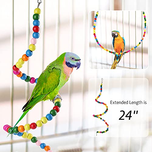 PrimePets Bird Parakeet Toys, Bird Cage Swing Toys, 13 Pack, Colorful Hanging Bell Hammock Climbing Ladder Toys for Cockatiel, Conure, Finches, Mynah, Love Birds