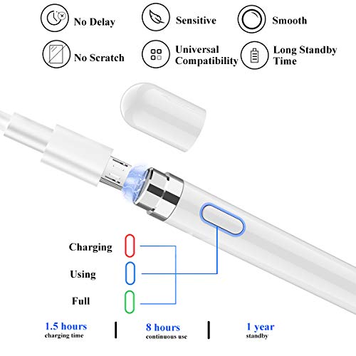 Stylus Pen Touch Screen Pencil: Active Stylus Pens Compatible for Apple iPhone iPad HP DELL Tablet Phone Laptop Chromebook Kindle Fire - Fine Point Digital Capacitive Drawing Pencil