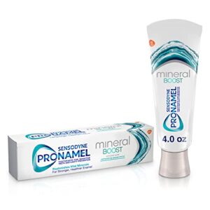 sensodyne pronamel mineral boost enamel toothpaste for sensitive teeth, to replenish minerals and strengthen enamel, peppermint - 4 ounces