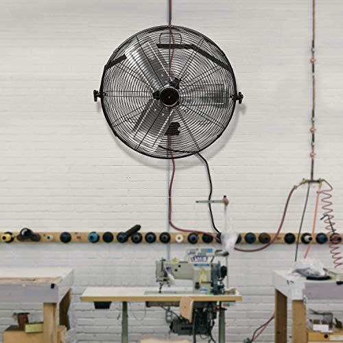 Simple Deluxe 24 Inch Industrial Wall Mount 3 Speed Commercial Ventilation Metal Fan for Warehouse, Workshop, Factory and Basement, Black