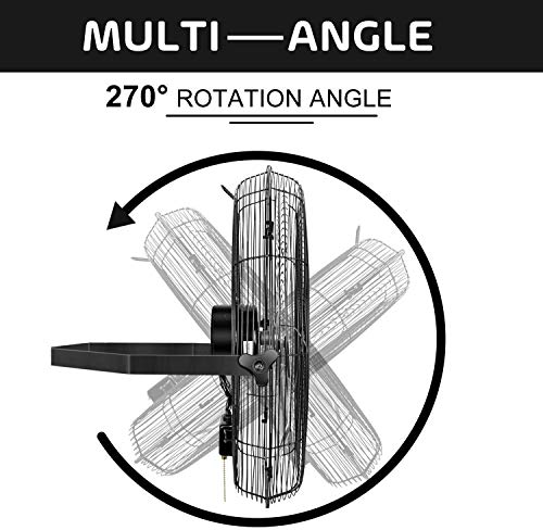 Simple Deluxe 24 Inch Industrial Wall Mount 3 Speed Commercial Ventilation Metal Fan for Warehouse, Workshop, Factory and Basement, Black