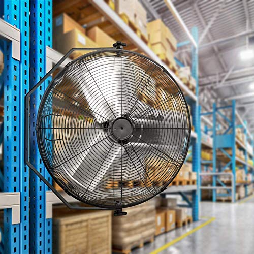 Simple Deluxe 24 Inch Industrial Wall Mount 3 Speed Commercial Ventilation Metal Fan for Warehouse, Workshop, Factory and Basement, Black