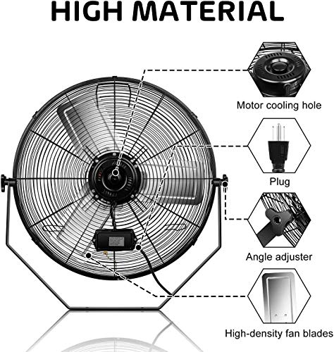 Simple Deluxe 24 Inch Industrial Wall Mount 3 Speed Commercial Ventilation Metal Fan for Warehouse, Workshop, Factory and Basement, Black