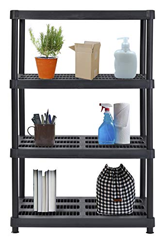 Juggernaut Storage 36" W x 18" D x 56" H Four-Shelf Resin Shelving, Black (RPS3618-4AMZ)