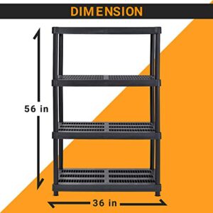 Juggernaut Storage 36" W x 18" D x 56" H Four-Shelf Resin Shelving, Black (RPS3618-4AMZ)