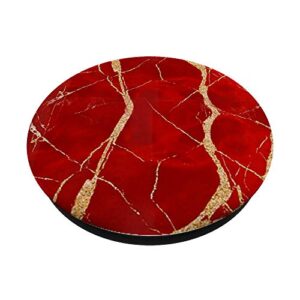 Cool Red-Gold Natural-Marble PopSockets PopGrip: Swappable Grip for Phones & Tablets