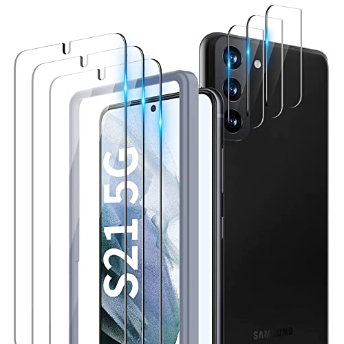 TOCOL [6 Pack Compatible with Samsung Galaxy S21 5G 6.2 inch - 3 Pack Tempered Glass Screen Protector and 3 Pack Camera Lens Protector with [Installation Frame] HD Clear Bubble Free Case Friendly