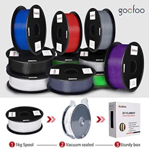 GOOFOO PLA+ 3D Printer Filament 1.75mm,Bubble-Free Clog-Free Tangle-Free Dimensional Accuracy +/- 0.05 mm,1 kg Spool(2.2lbs),White