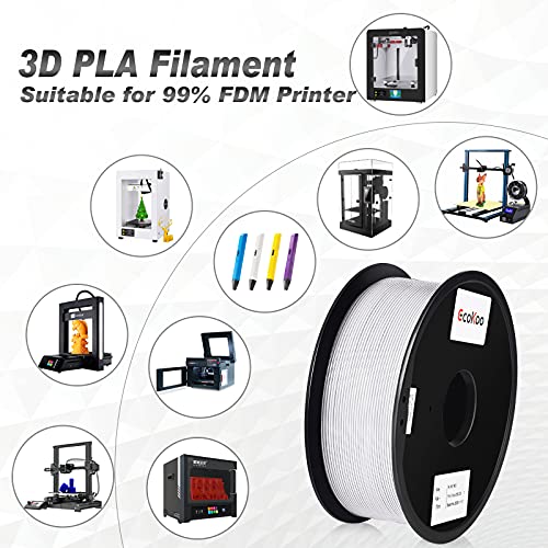 GOOFOO PLA+ 3D Printer Filament 1.75mm,Bubble-Free Clog-Free Tangle-Free Dimensional Accuracy +/- 0.05 mm,1 kg Spool(2.2lbs),White