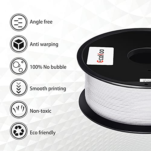 GOOFOO PLA+ 3D Printer Filament 1.75mm,Bubble-Free Clog-Free Tangle-Free Dimensional Accuracy +/- 0.05 mm,1 kg Spool(2.2lbs),White