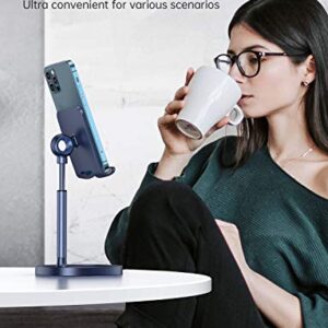 LISEN Cell Phone Stand,Angle Height Adjustable Stable Cell Phone Stand for Desk,Sturdy Aluminum Metal Phone Holder (Blue)