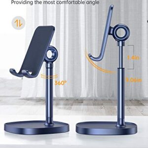 LISEN Cell Phone Stand,Angle Height Adjustable Stable Cell Phone Stand for Desk,Sturdy Aluminum Metal Phone Holder (Blue)