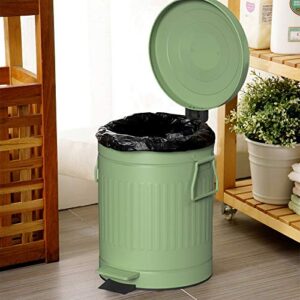 Retro Green Trash Can with Lid, Turquoise Bathroom Bedroom Waste Basket Soft Close, Roman retro Small Garbage Can, Retro Vintage Home Office Trash Can, Glossy Retro Green，5/8/12L Touchless Trash Can