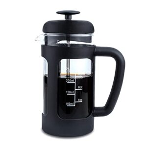 easyworkz french press 12 oz coffee tea maker with borosilicate glass,soft grip handle