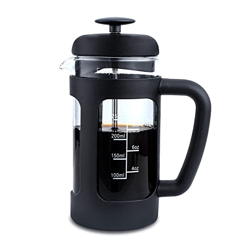 Easyworkz French Press 12 oz Coffee Tea Maker with Borosilicate Glass,Soft Grip Handle