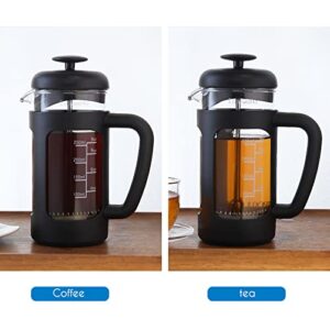 Easyworkz French Press 12 oz Coffee Tea Maker with Borosilicate Glass,Soft Grip Handle