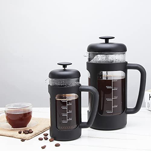 Easyworkz French Press 12 oz Coffee Tea Maker with Borosilicate Glass,Soft Grip Handle