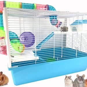 Large Deluxe 3-Tiers Hamster Gerbil Mouse Mice Habitat House Critters Cage with Complete Set of Accessories Expandable and Customizable